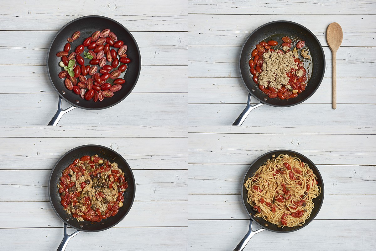 Abbiamo fatto la pasta con il tonno ma abbiamo usato il Vuna, il tonno ...
