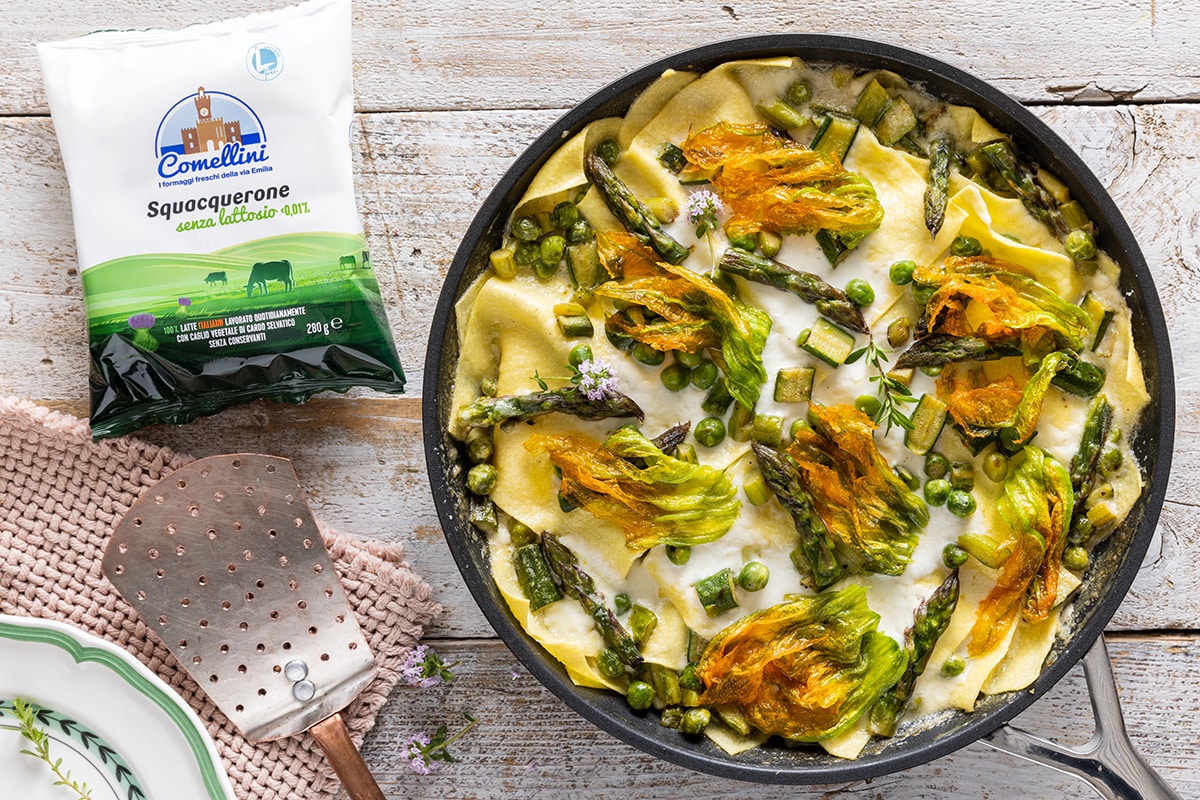 Ricetta Lasagne vegetariane in padella con verdure e squacquerone ...